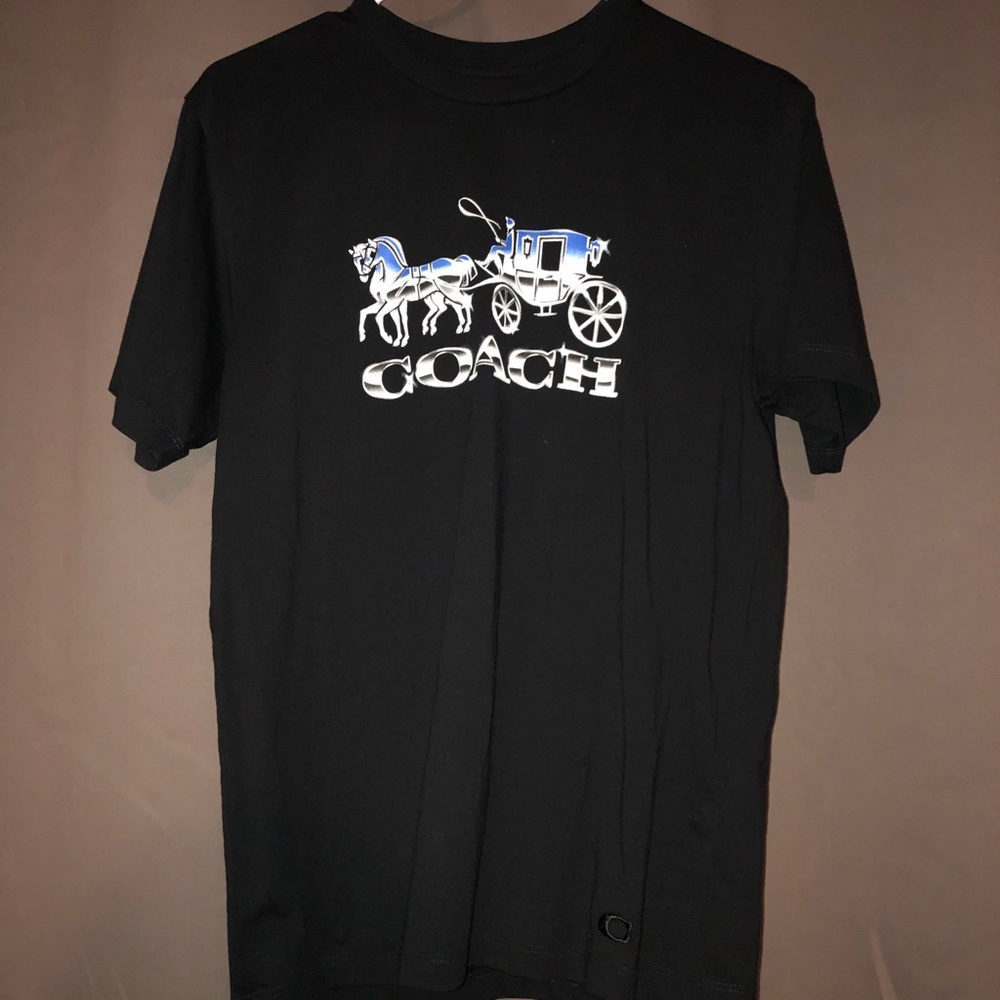 Coach Print Tee With Carriage Logo Airbrush - Gem